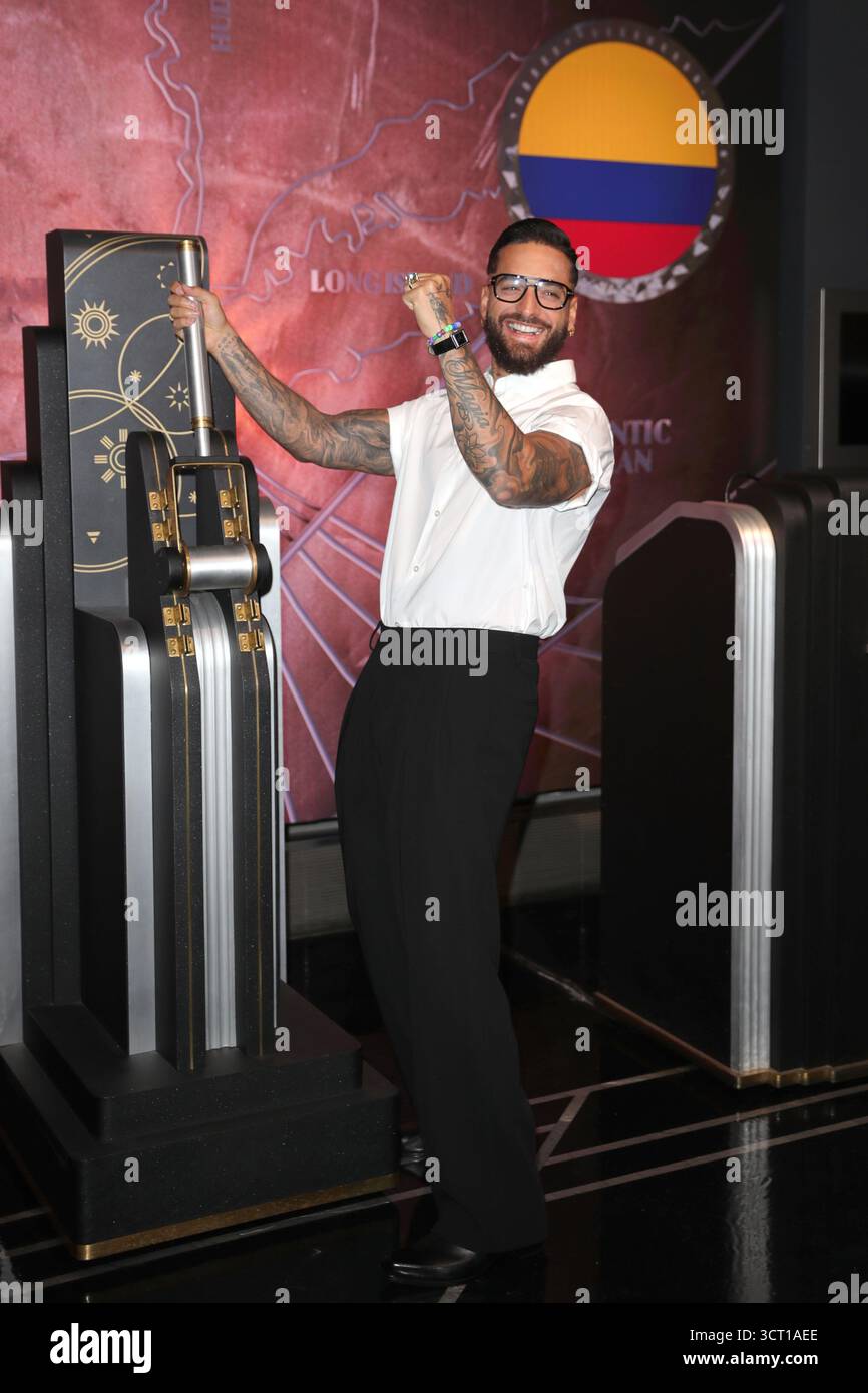 NEW YORK, NEW YORK OCTOBER 03: Colombian superstar Maluma lights the ...
