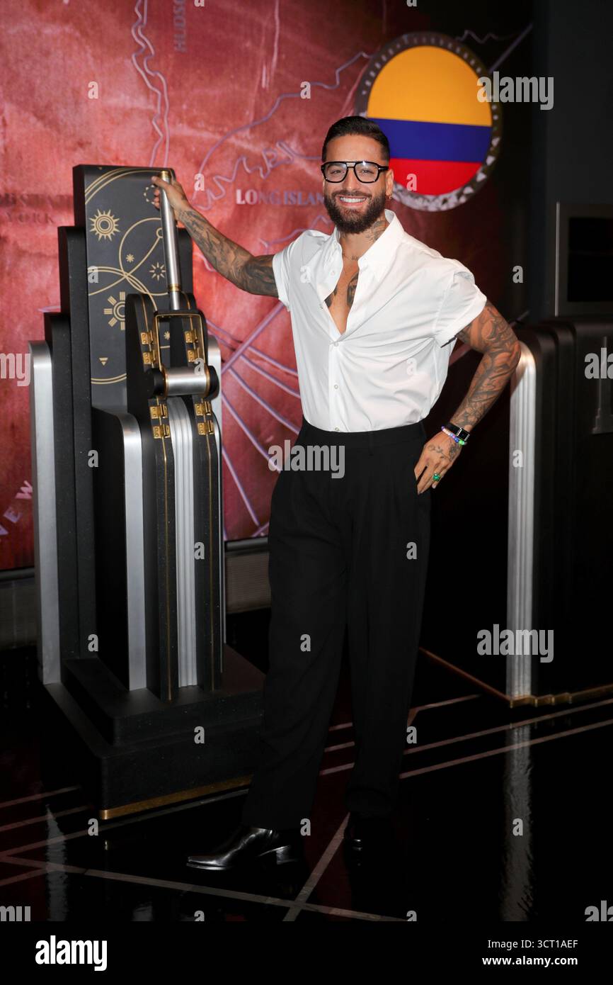 NEW YORK, NEW YORK OCTOBER 03: Colombian superstar Maluma lights the ...