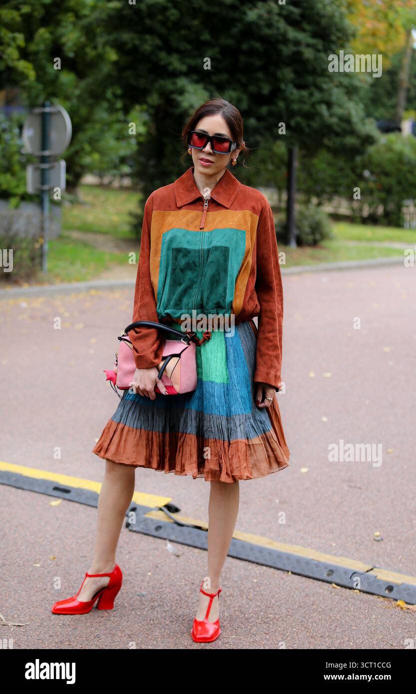 A guest at the Loewe Show during Paris Fashion Week Womenswear Spring ...