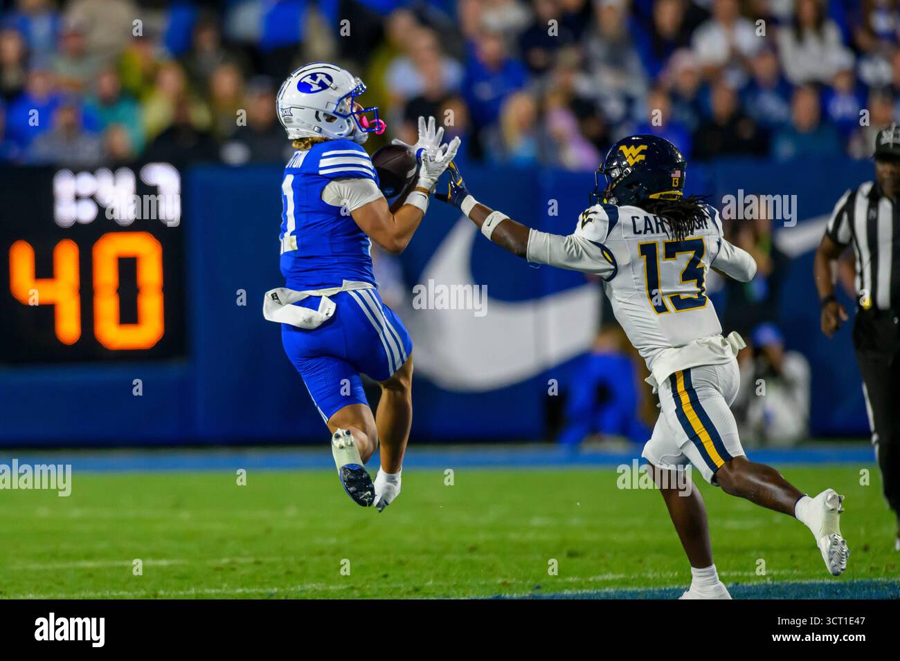 BYU wide receiver Parker Kingston (11) makes the catch defended by West ...