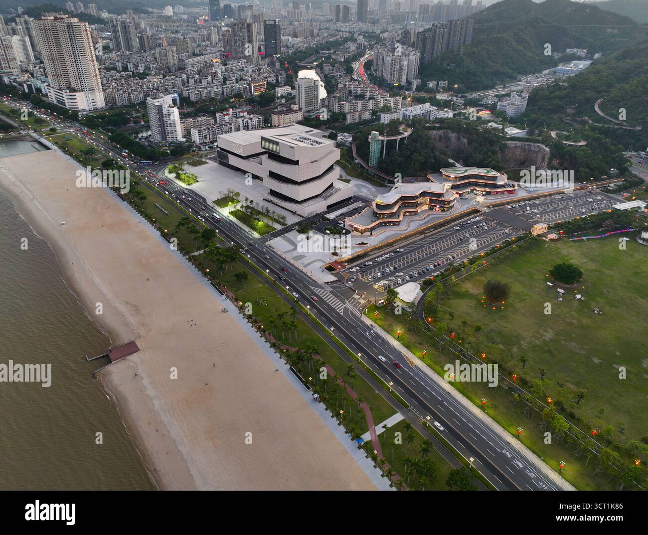 Aerial photography of Zhuhai Museum in Haitian Park, Xiangzhou District ...