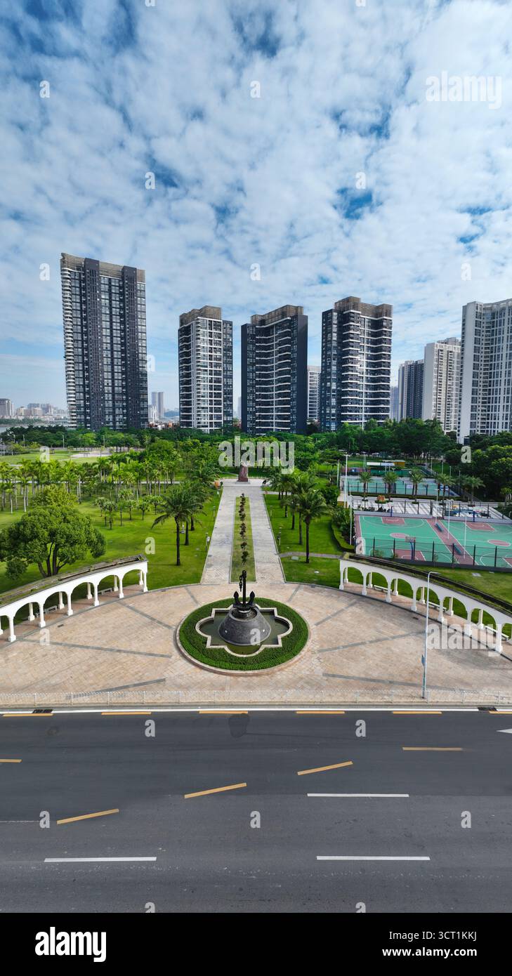 Aerial photography of Qianshan Macao Return Memorial Park in Xiangzhou ...