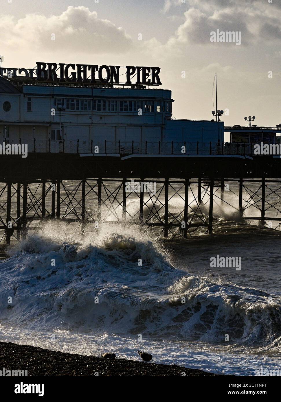 Brighton UK 4th October 2025 - Huge waves roll in by Brighton Palace ...