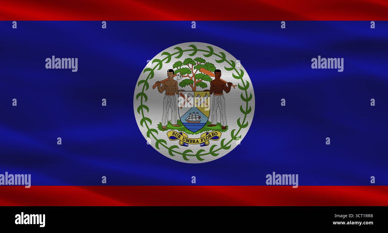 Belize flag with fabric texture. Realistic flag of Belize waving Stock ...