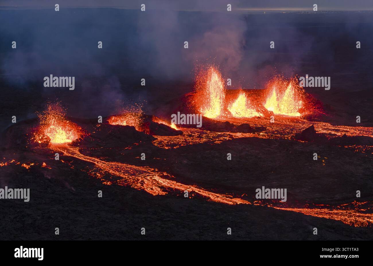 Volcanic eruption, Sundhnukur crater chain, near Grindavik, Reykjanes ...