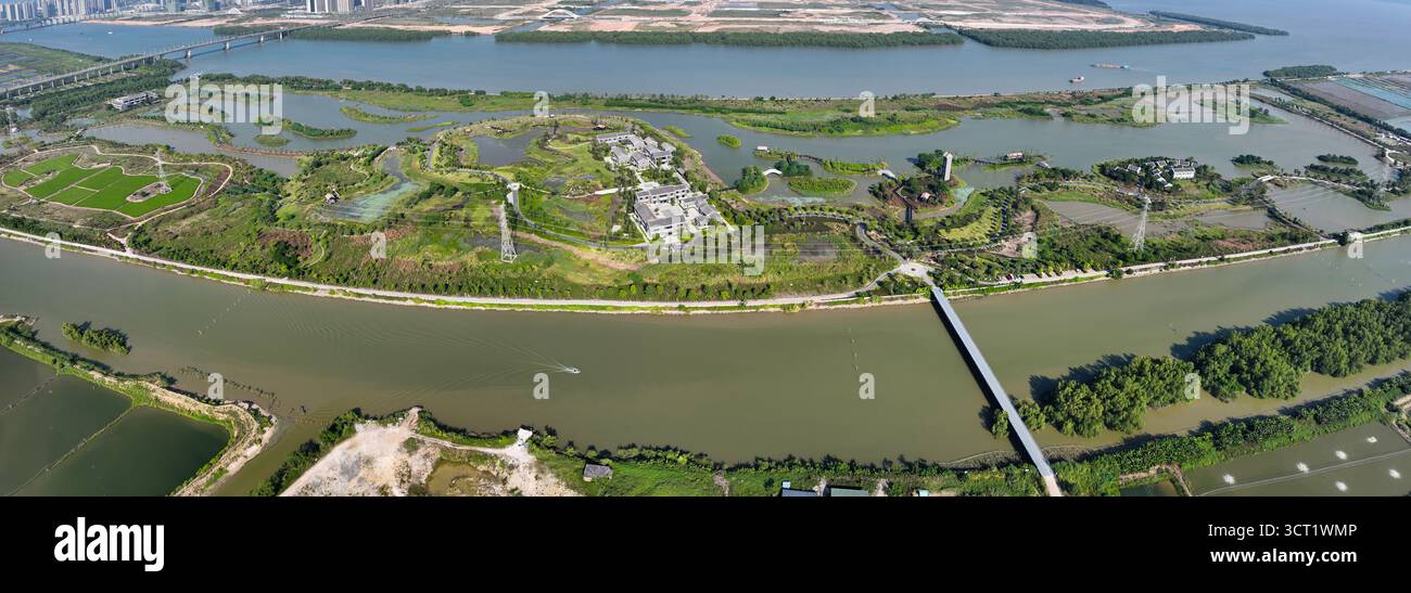 Aerial photography of Cuiheng National Wetland Park in Zhongshan City ...