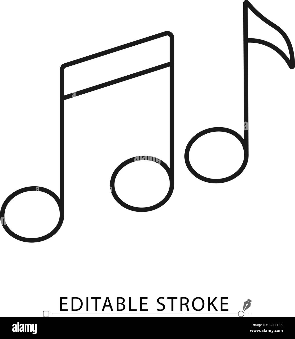 A musical notes icon in a minimalist line style with editable stroke ...