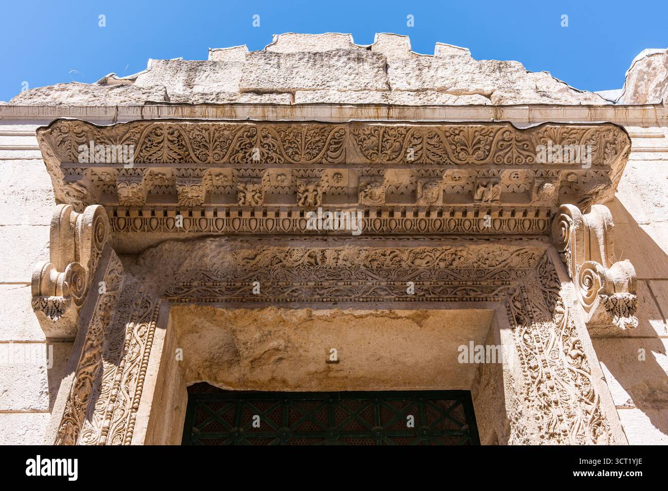 Temple of Jupiter ornate facade in Diocletian's Palace Split Stock ...