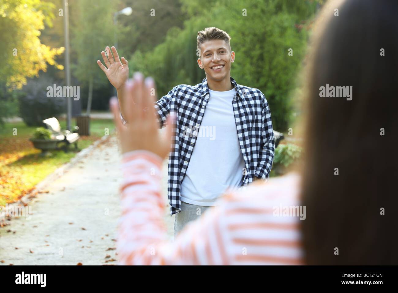 Farewell gesture leaving goodbye hand hi-res stock photography and ...