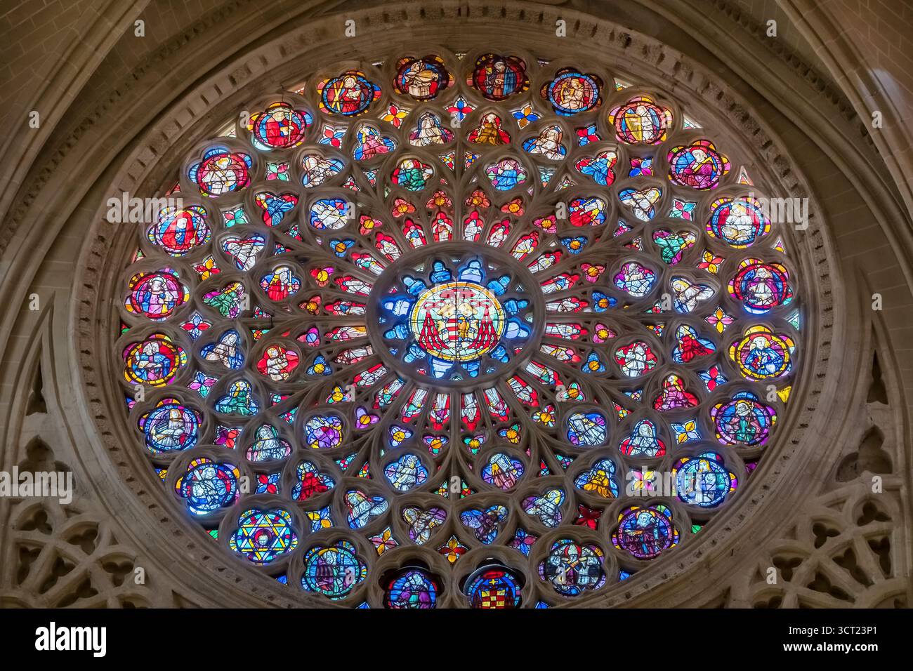 Magnificent historic rose window of the Cathedral of Saint Mary of ...