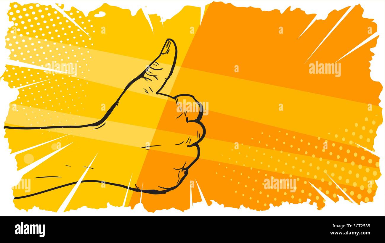 comic book style thumbs up hand gesture banner vector illustration ...