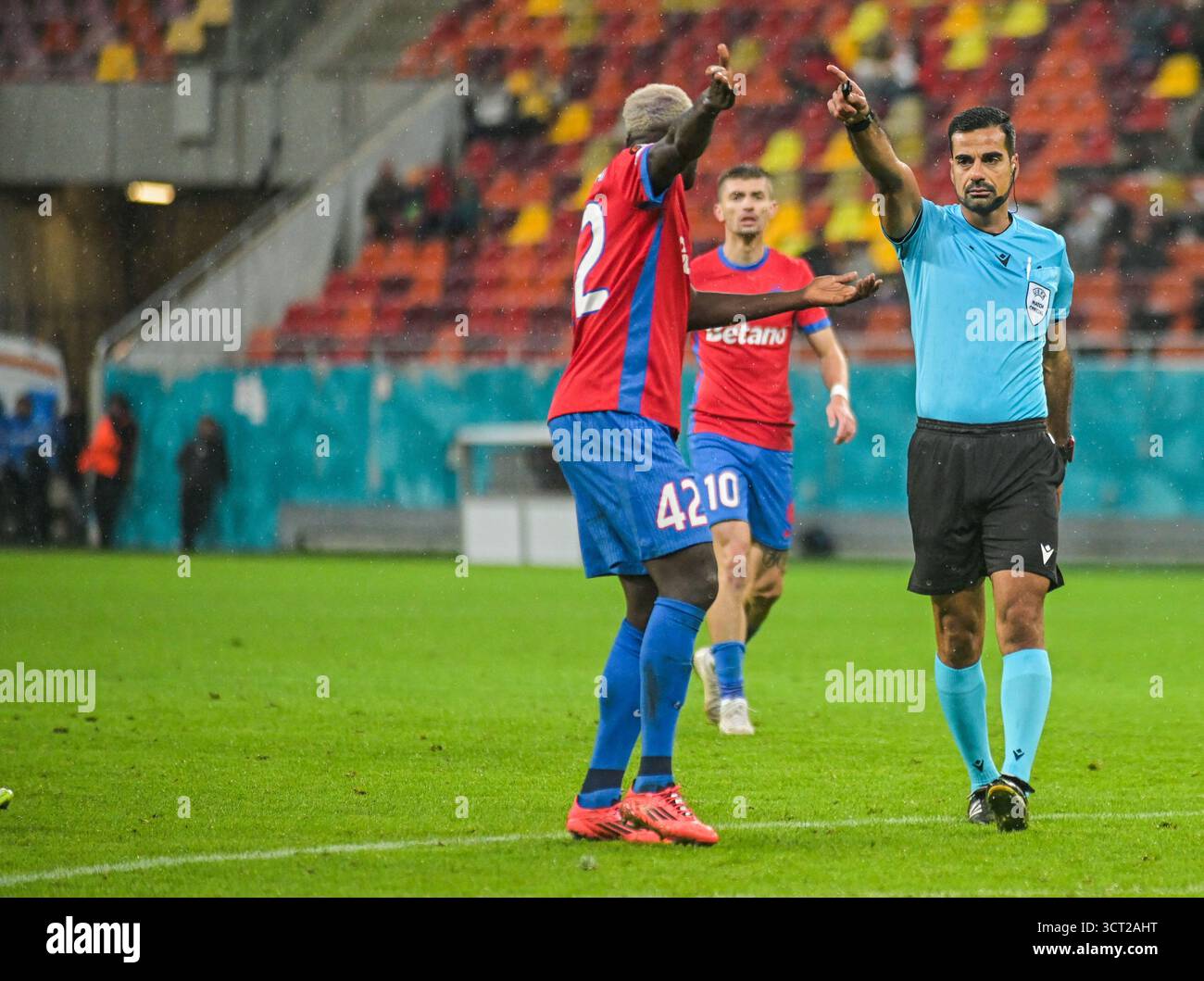 Swedish FIFA referee Mohammed Al-Hakim gestures during the 2025/26 UEL ...