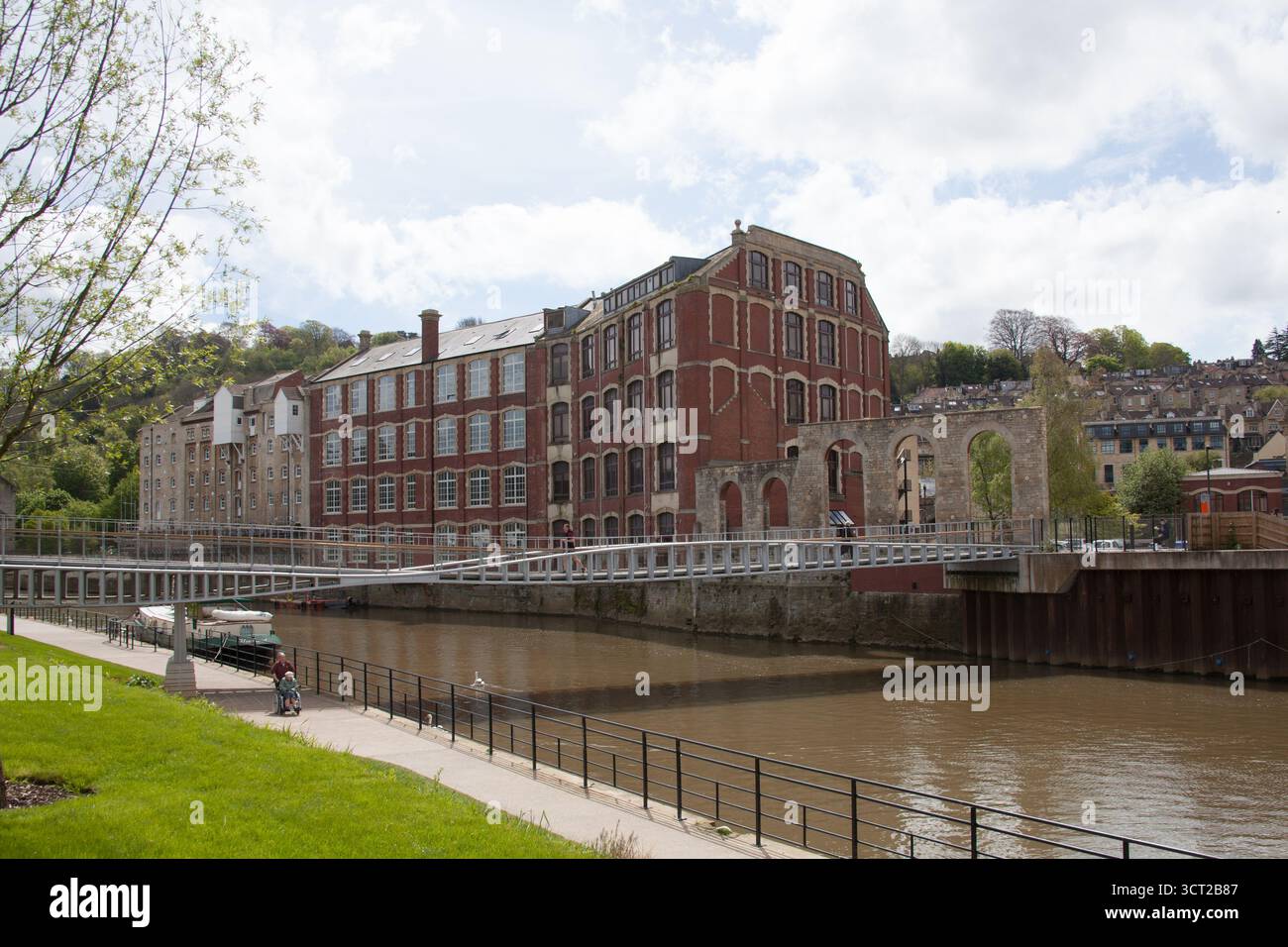 Quays Bridge crossing the River Avon in Bath, Somerset in the United ...