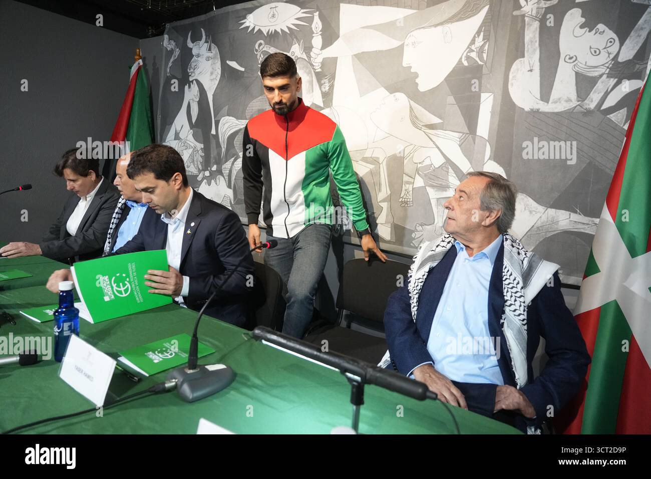 (L-R) The president of the Palestinian Football Federation, Jibril ...