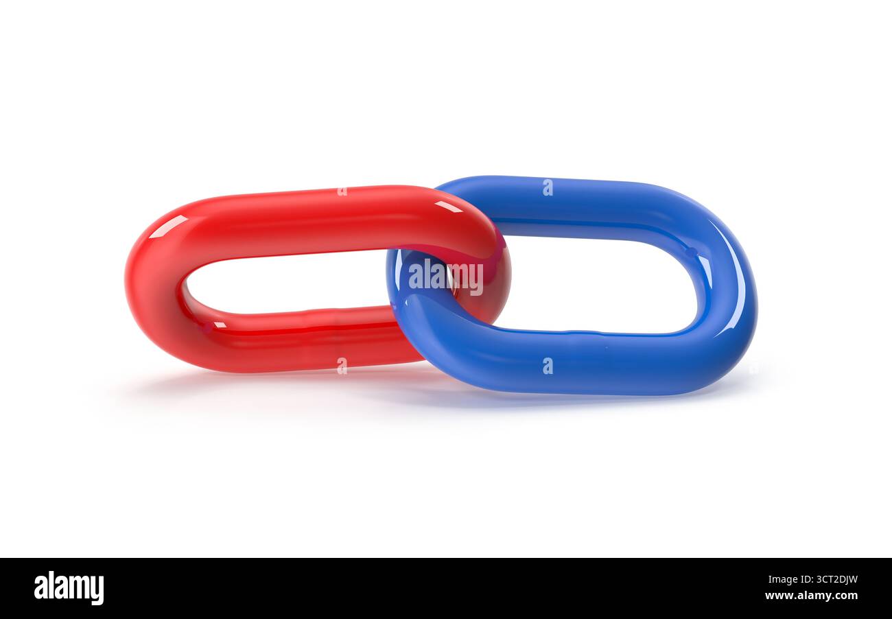Red and blue interlocking chain links Stock Photo - Alamy
