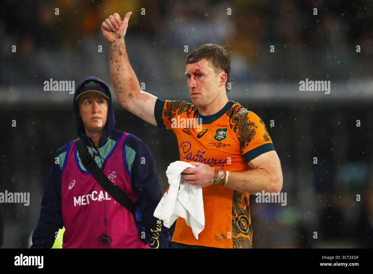 Australia's Harry Potter gestures as he leaves the field during the ...