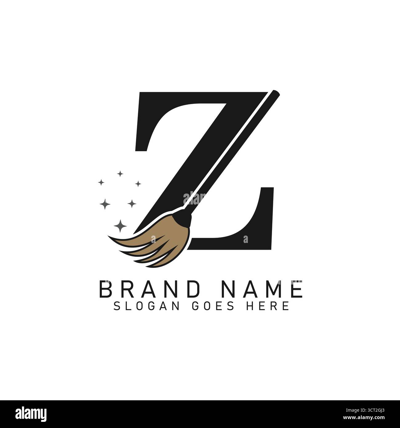 Letter Z House Cleaning Broom Logo. Alphabet Z Cleaning Brush Icon ...