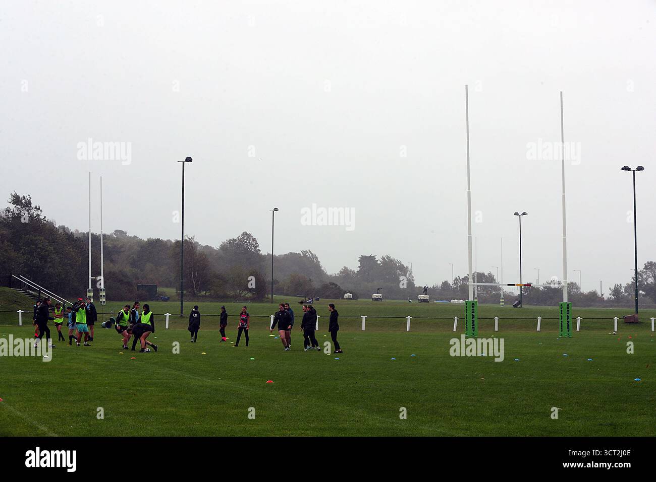 EDITORIAL USE ONLY Rugby players at the home of Caldy RFC, Paton Field ...