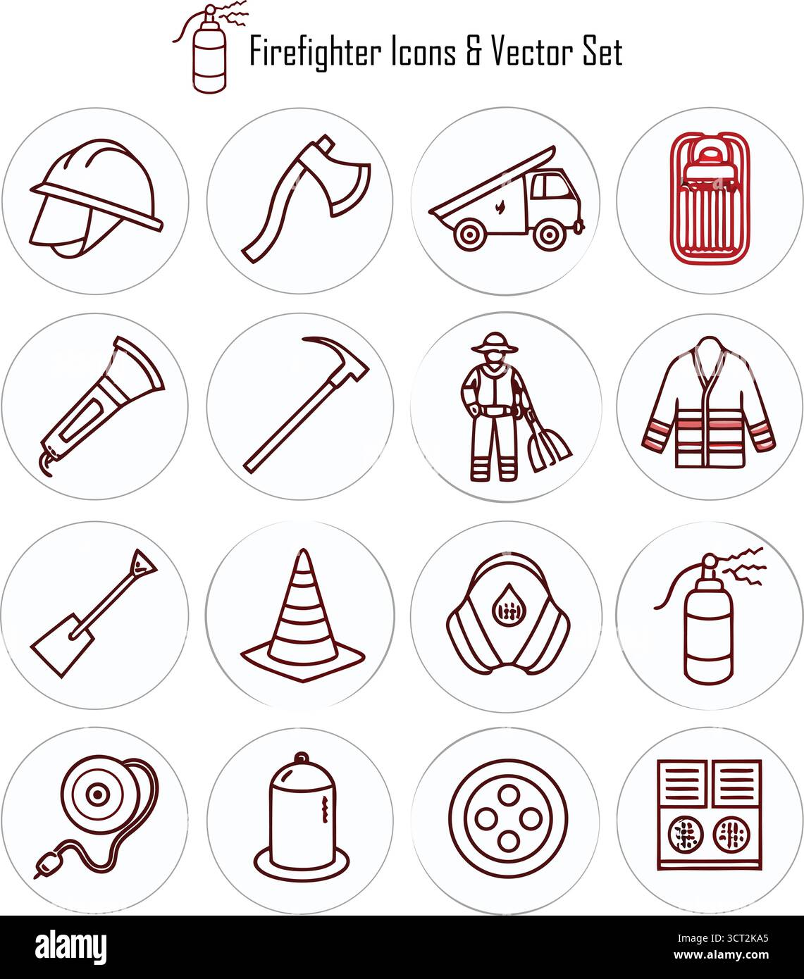 Brave firefighter in uniform and helmet using hose to extinguish fire ...