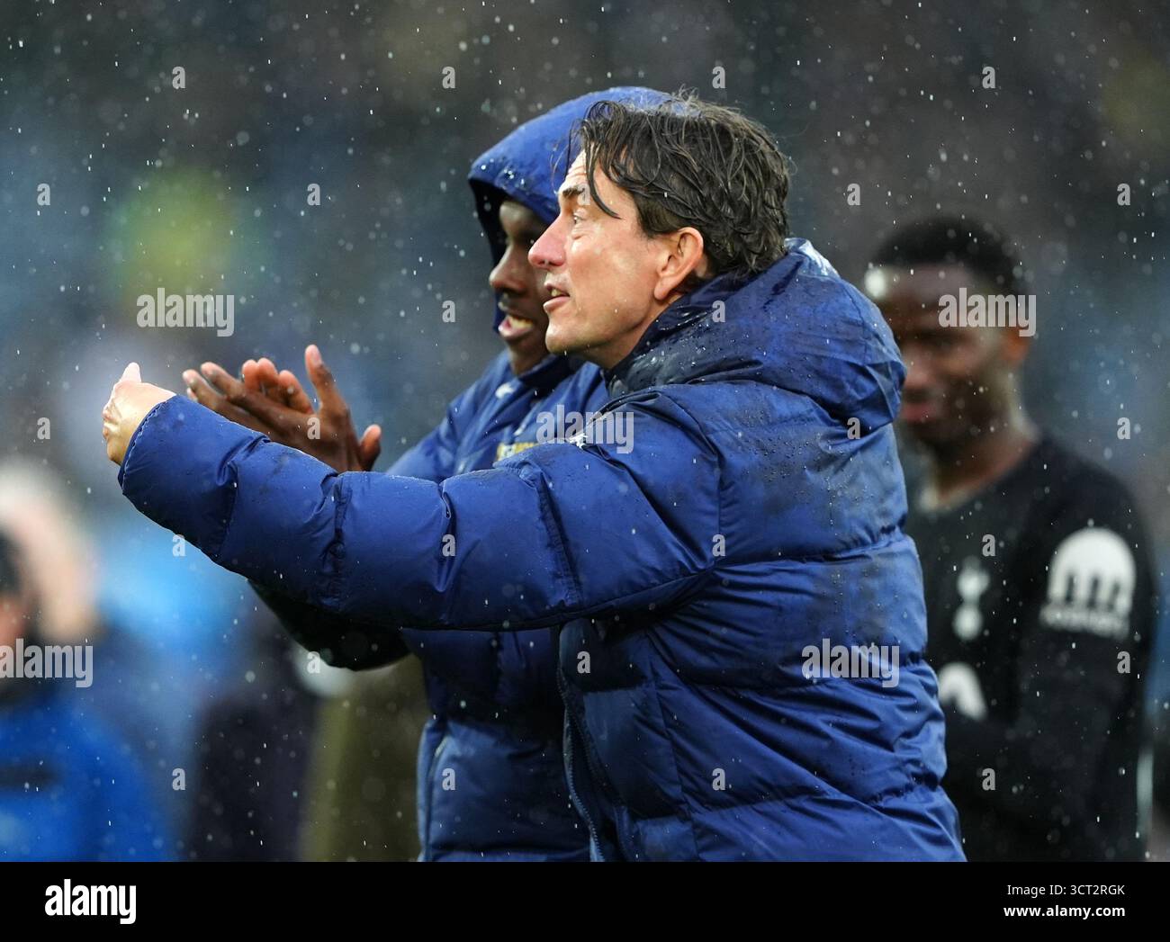 Tottenham Hotspur manager Thomas Frank with Mathys Tel after the ...