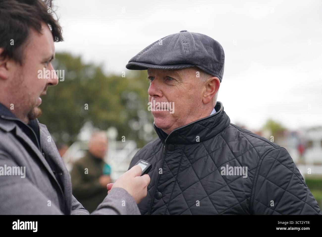 Trainer Karl Burke is interviewed after his horse Fallen Angel won the ...