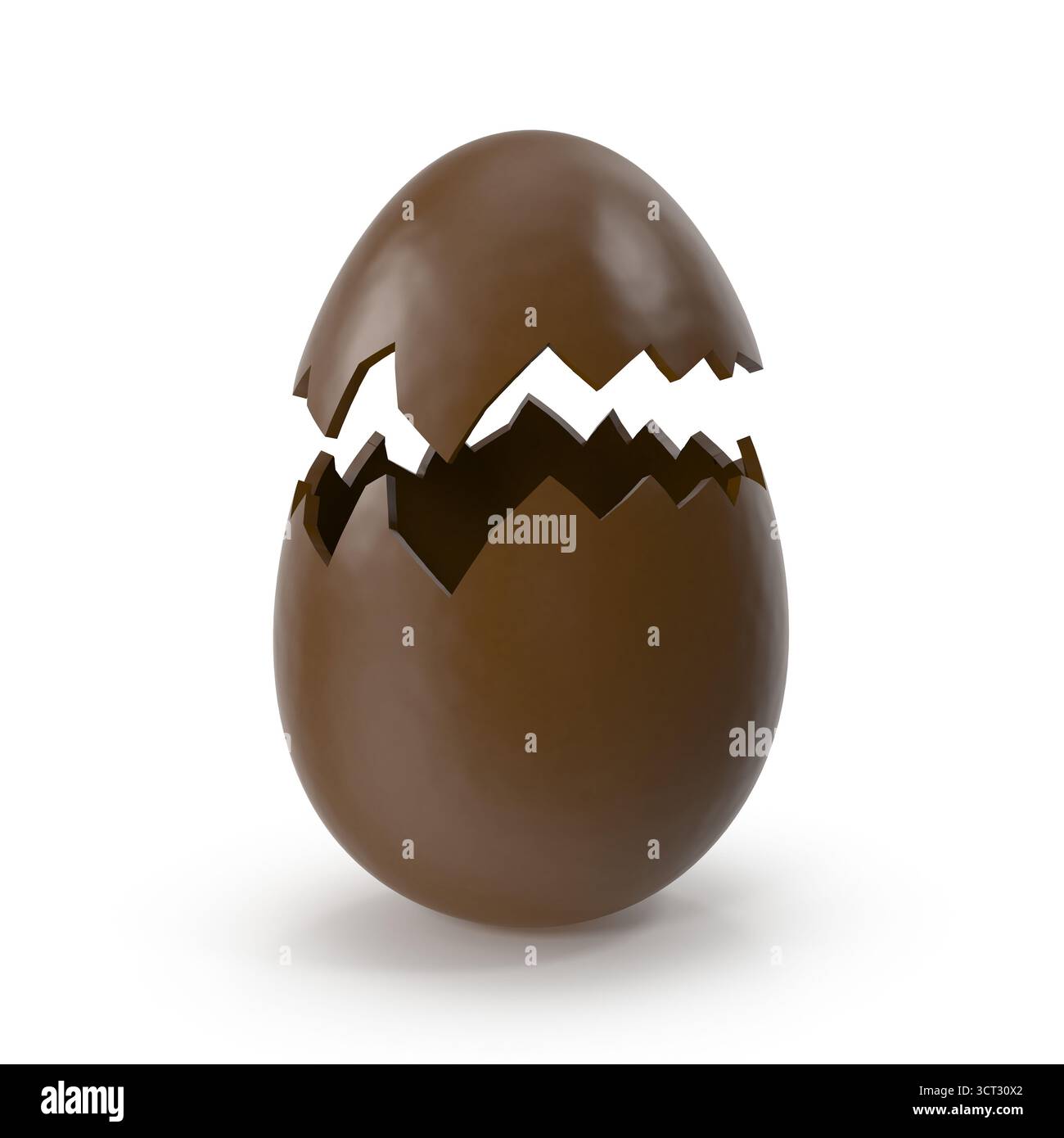 Cracked chocolate egg with jagged edges isolated on white Stock Photo ...