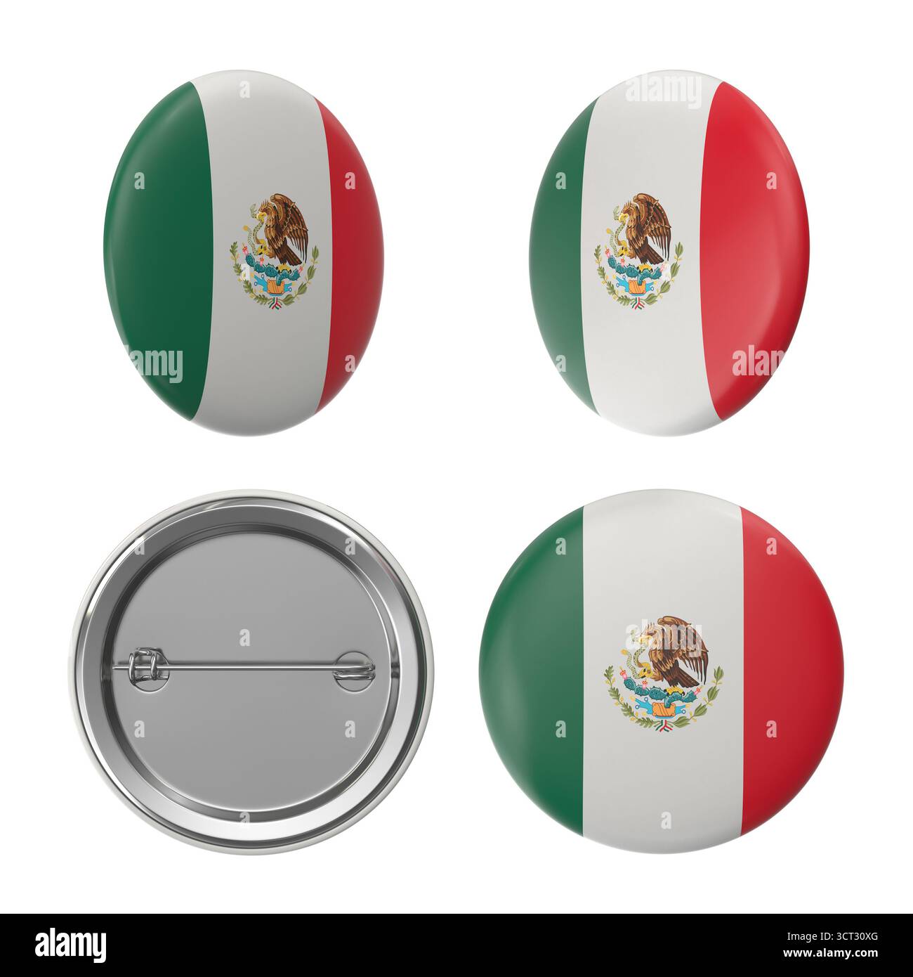 Mexican flag button badges in various perspectives Stock Photo - Alamy