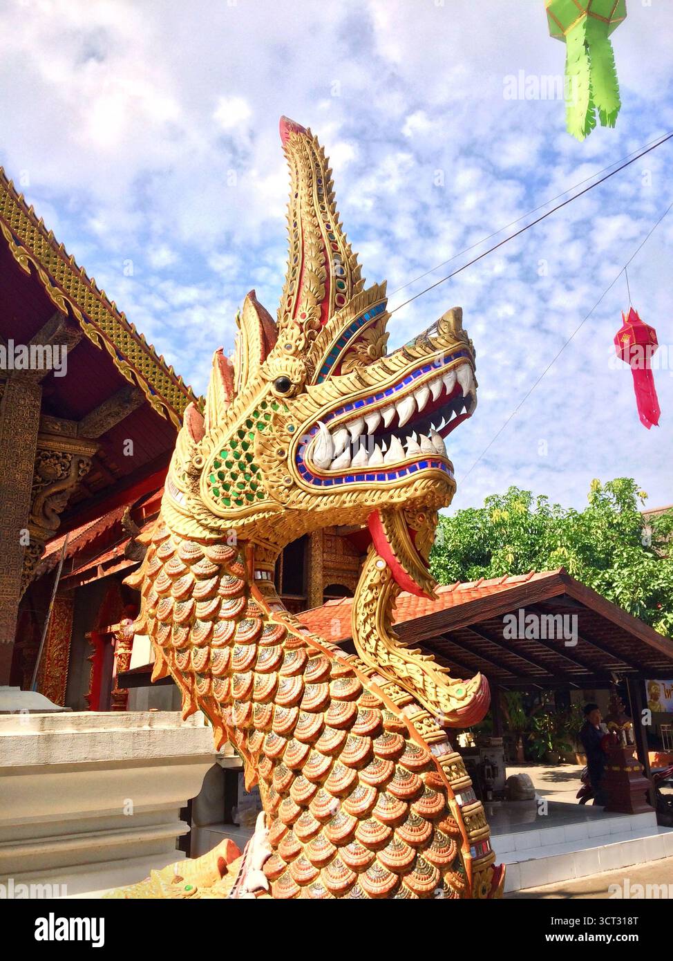 A golden Naga statue head, a powerful symbol of protection in Chiang ...