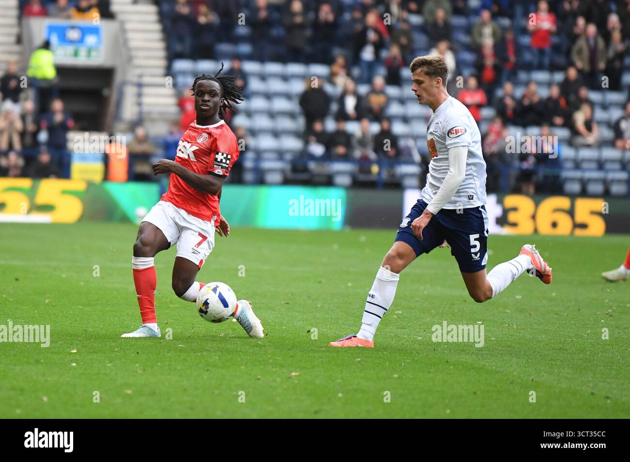Preston, England. 4th Oct 2025. Tyreece Campbell and Harrison Armstrong ...