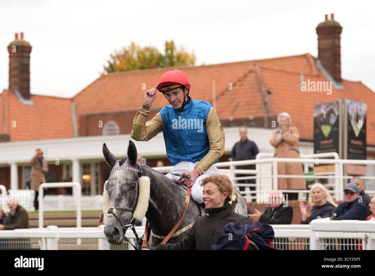 James Doyle on Fallen Angel after winning the BetMGM Sun Chariot Stakes ...