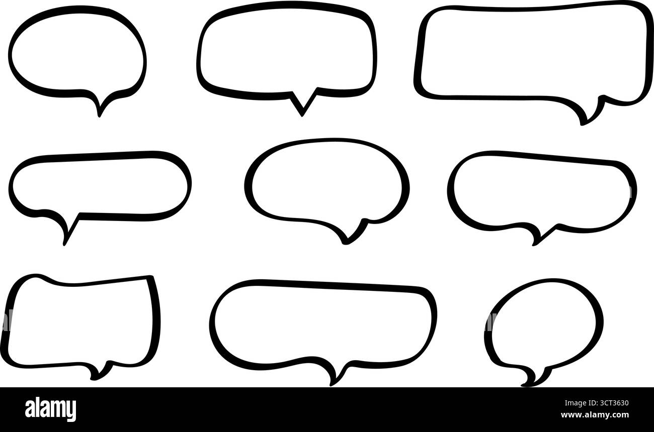 Hand drawn speech bubbles set. Vector illustration Stock Vector Image ...