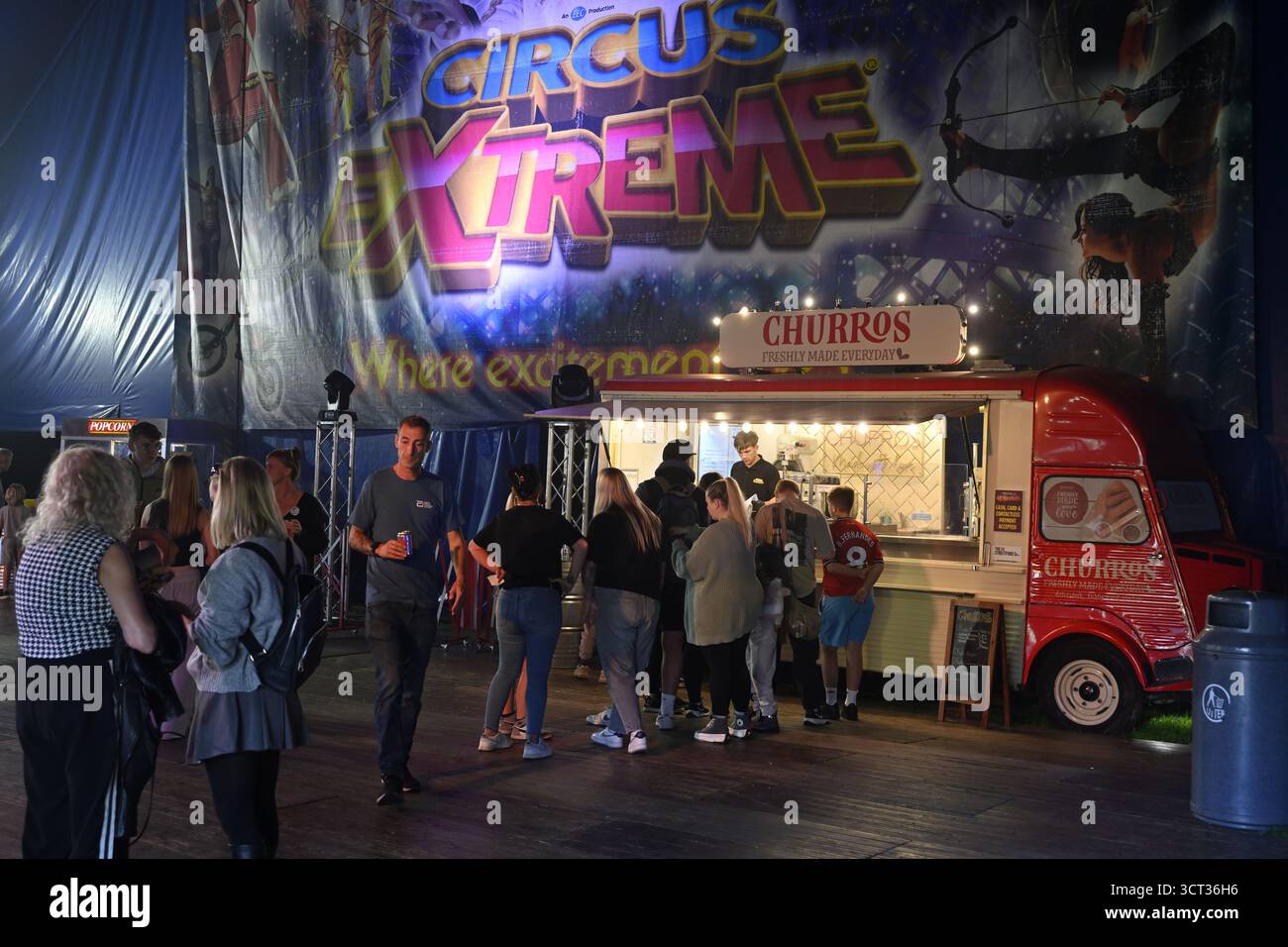 Food drinks stall inside the Circus Extreme marquee big top, Bristol ...