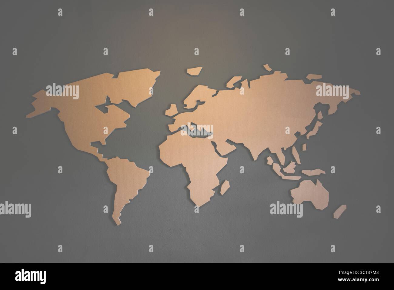 Minimalist World Map Silhouette Displayed on a Smooth Grey Background ...