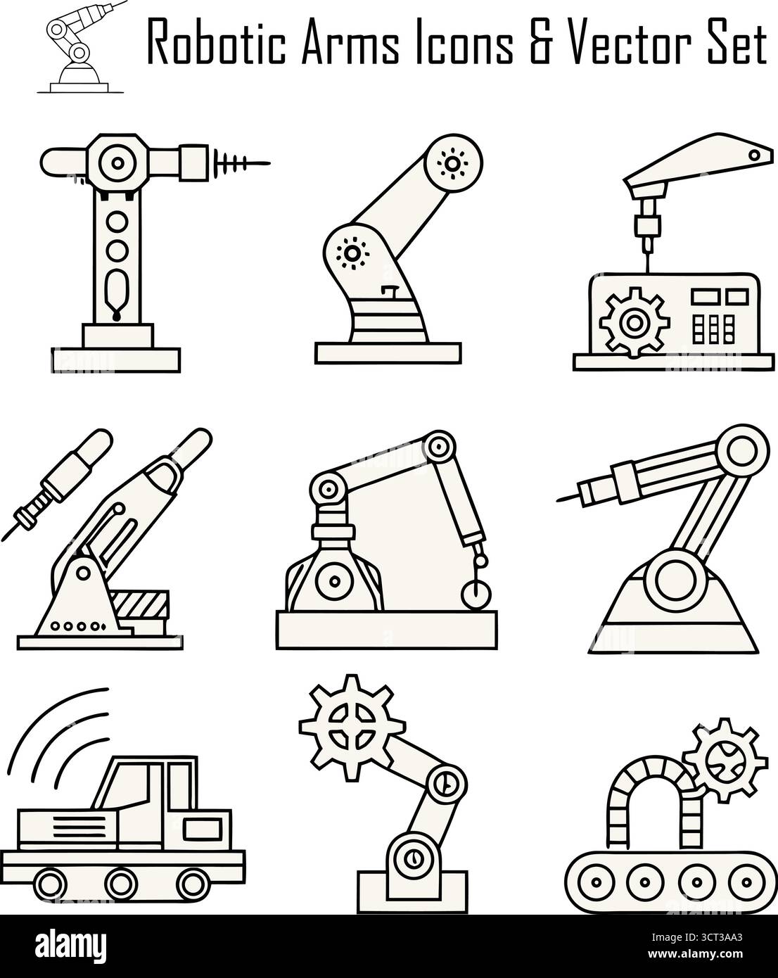 Industrial robotic arms working on automated production line, modern ...