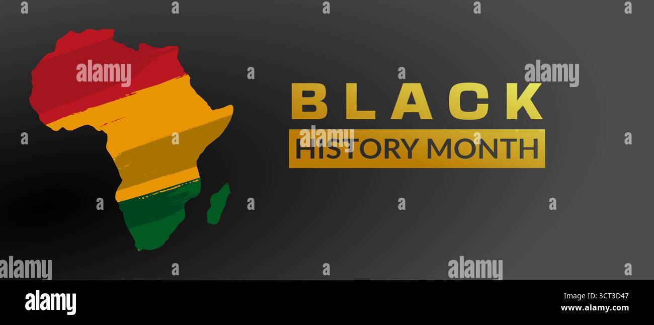 Black history month banner with africa map, pan-african colors Stock ...