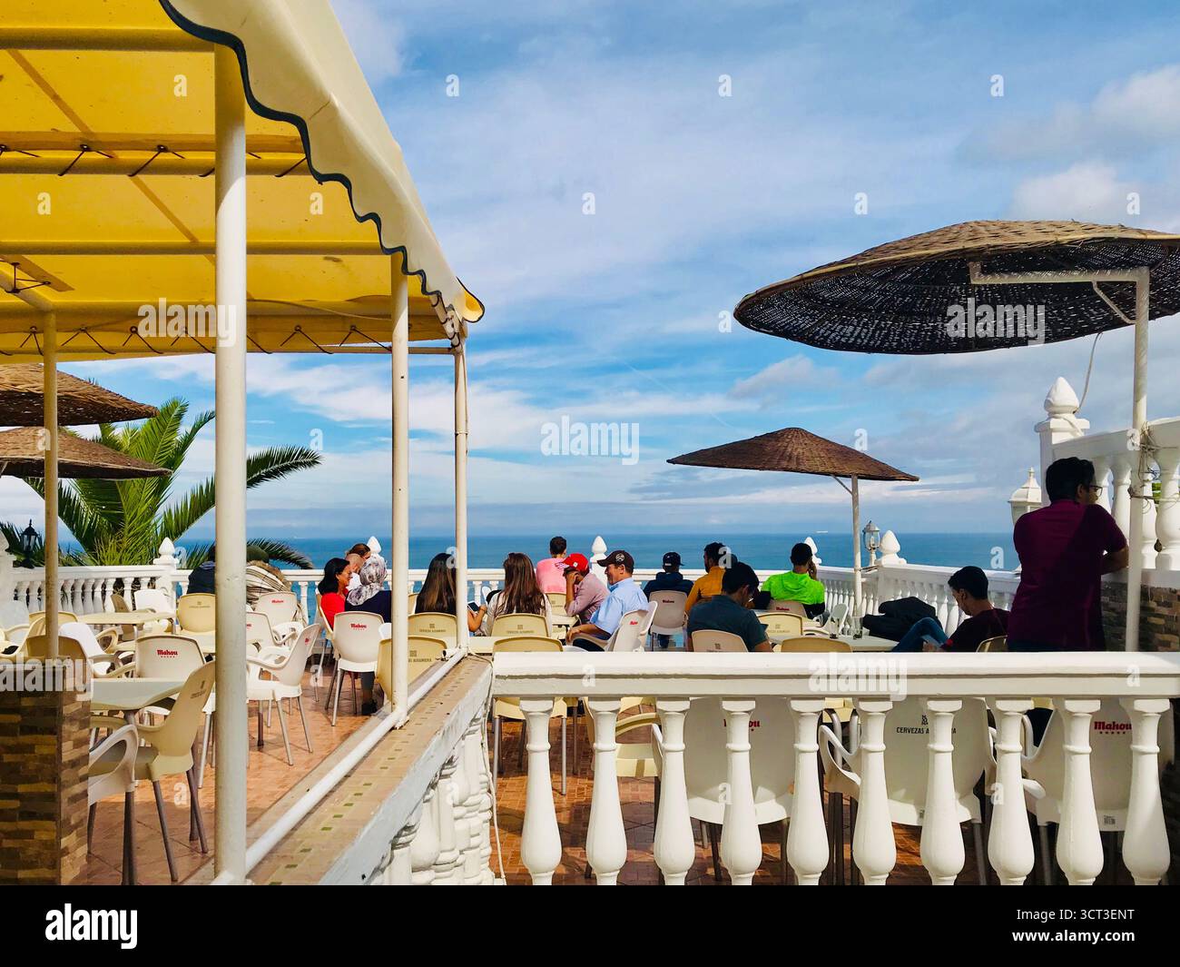 Café Hafa in Tangier, Morocco, with terrace seating and views of the ...