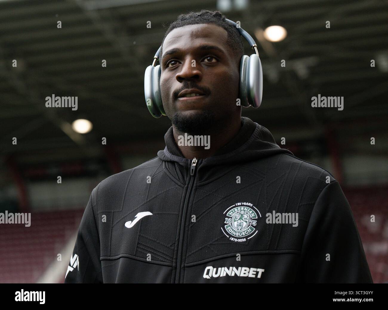 EDINBURGH, SCOTLAND - OCTOBER 04: Hibernian's Rocky Bushiri arrives ...