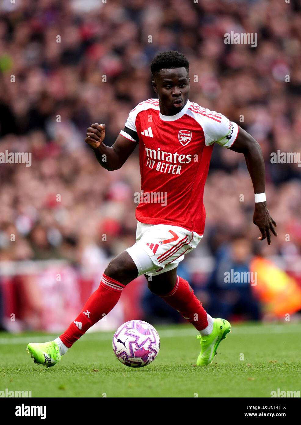 Arsenal's Bukayo Saka during the Premier League match at the Emirates ...