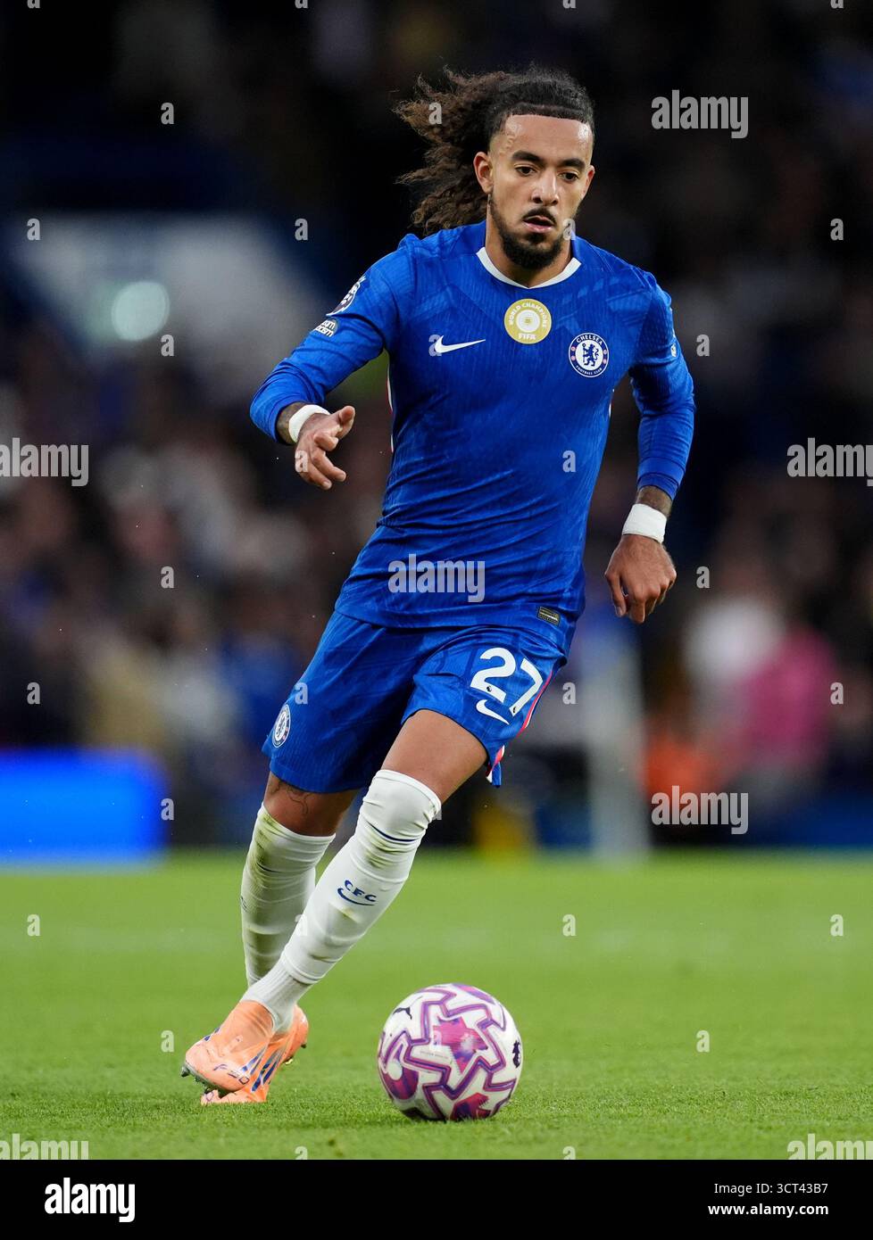 Chelsea's Malo Gusto during the Premier League match at Stamford Bridge ...