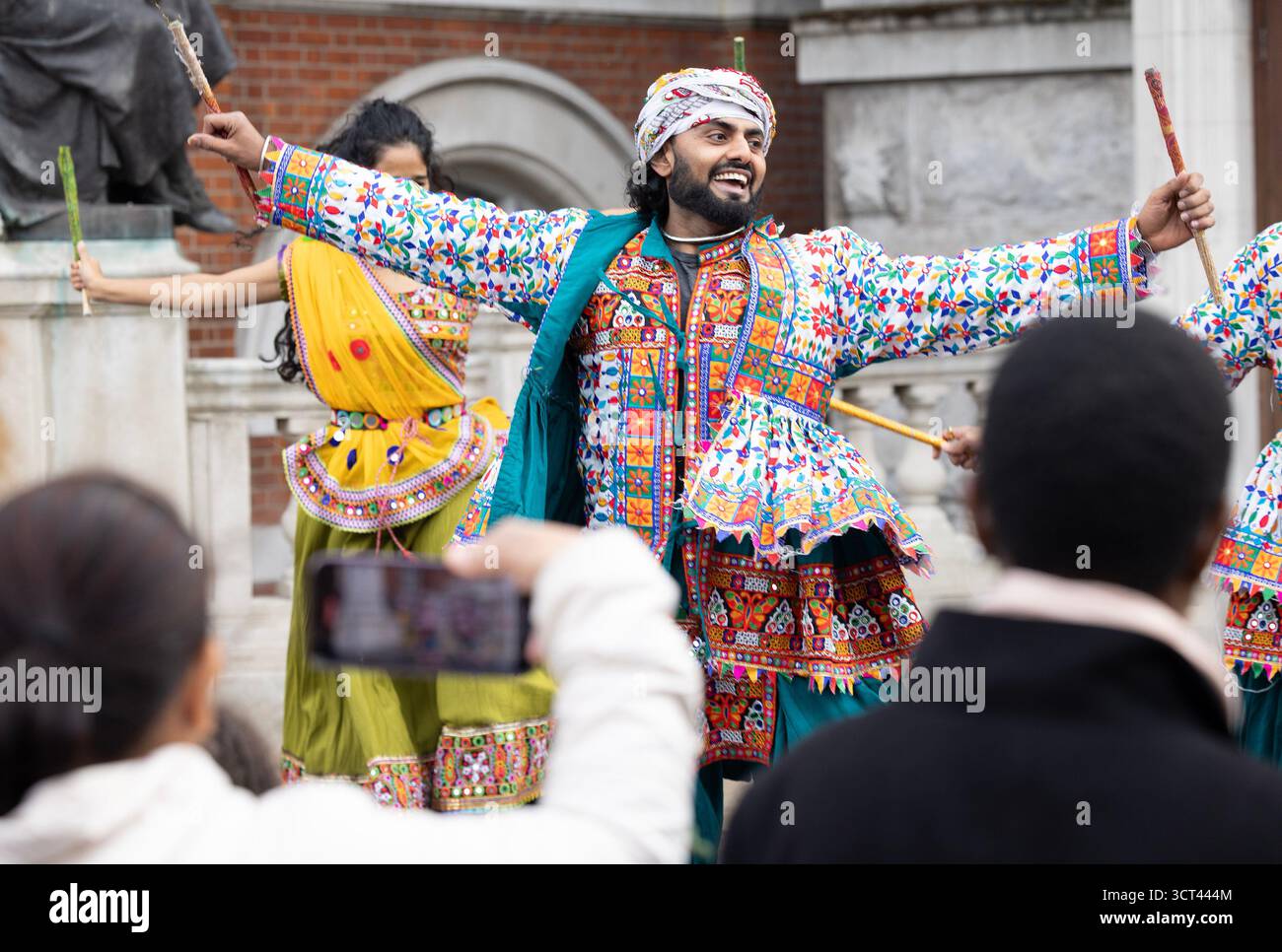 EDITORIAL USE ONLY Gujarati Garda from Armagh Kathak Pathshala at this ...