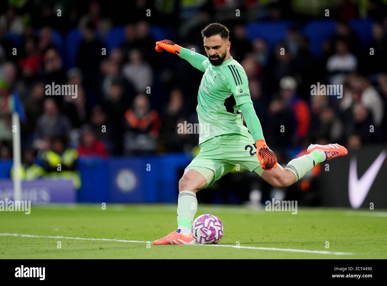 Liverpool goalkeeper Giorgi Mamardashvili during the Premier League ...