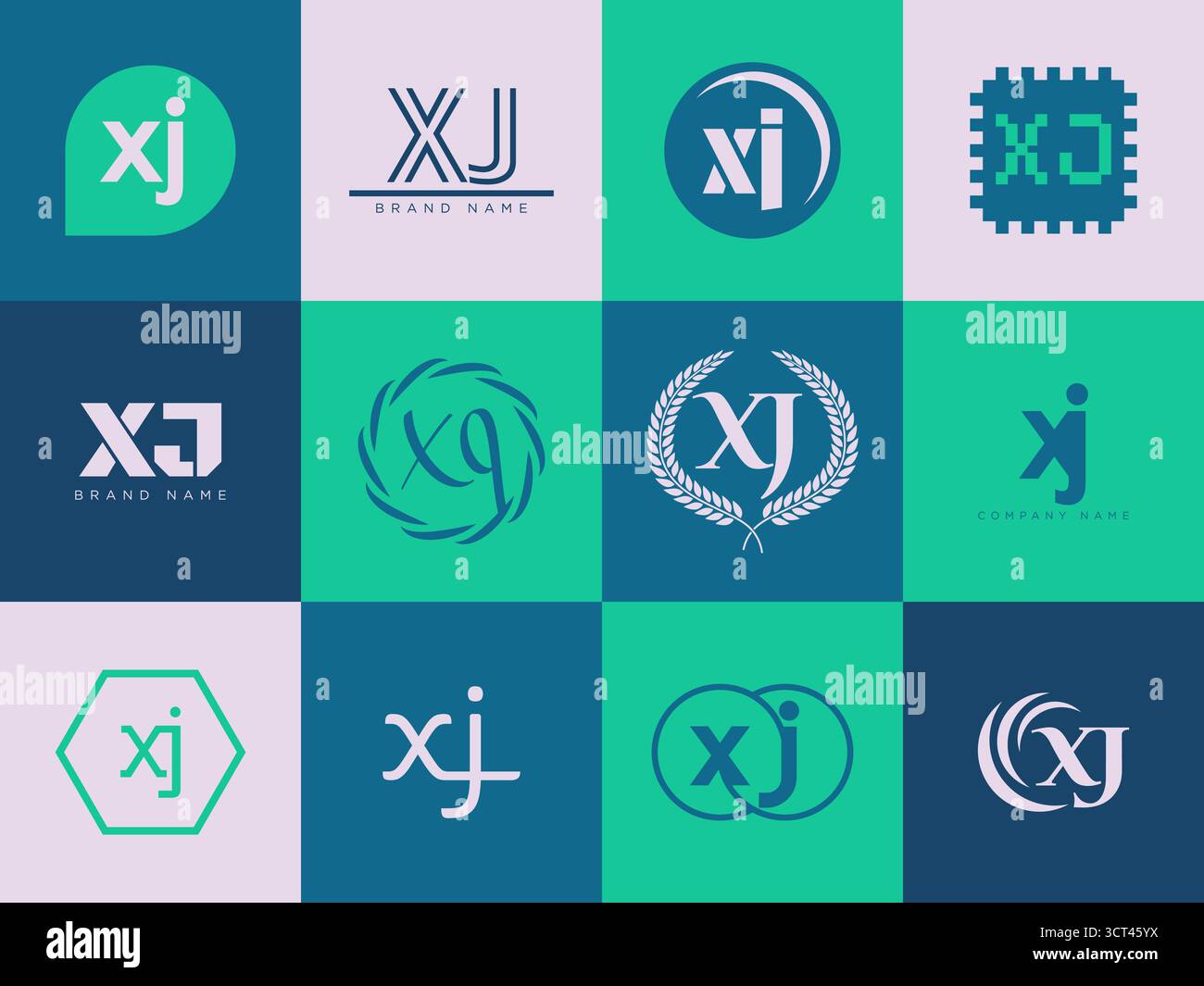 XJ logo company template. Letter x and j logotype. Set different ...