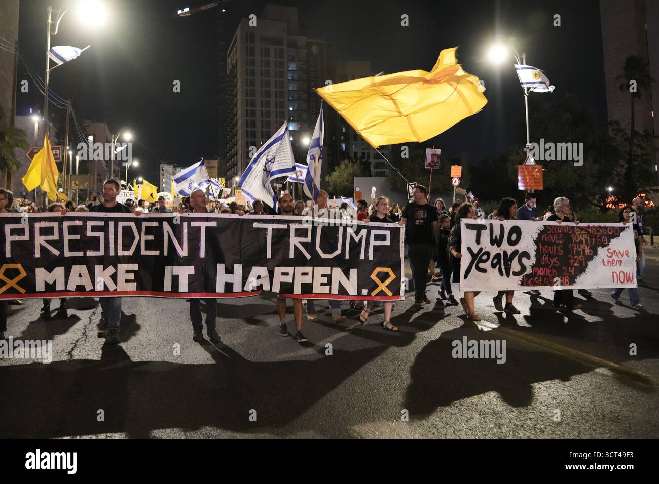 Relatives and supporters of Israeli hostages held in the Gaza Strip ...