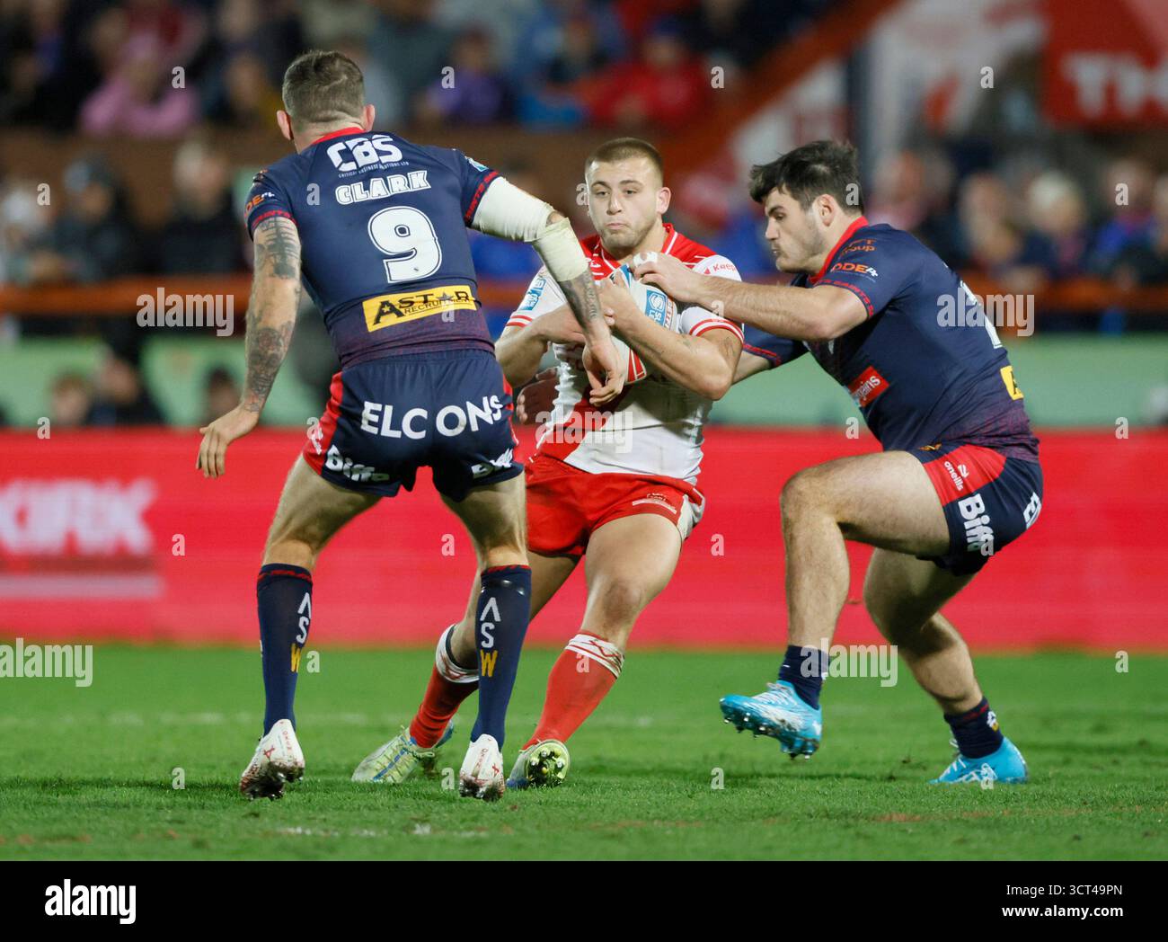 Hull KR's Mikey Lewis is tackled during the Grand Final Semi Final ...