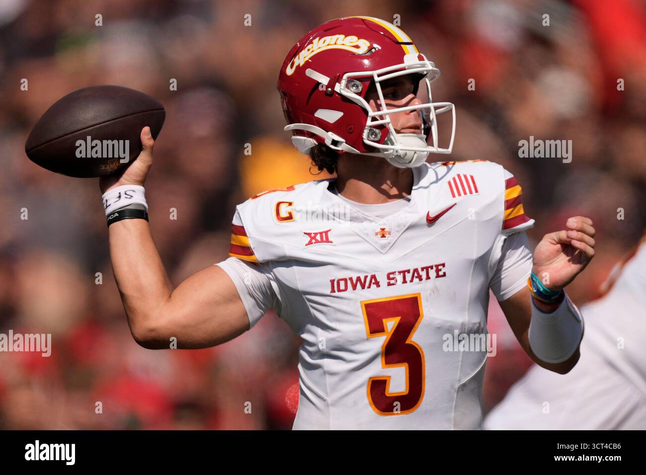 Iowa State's quarterback Rocco Becht throws a pass during the first ...