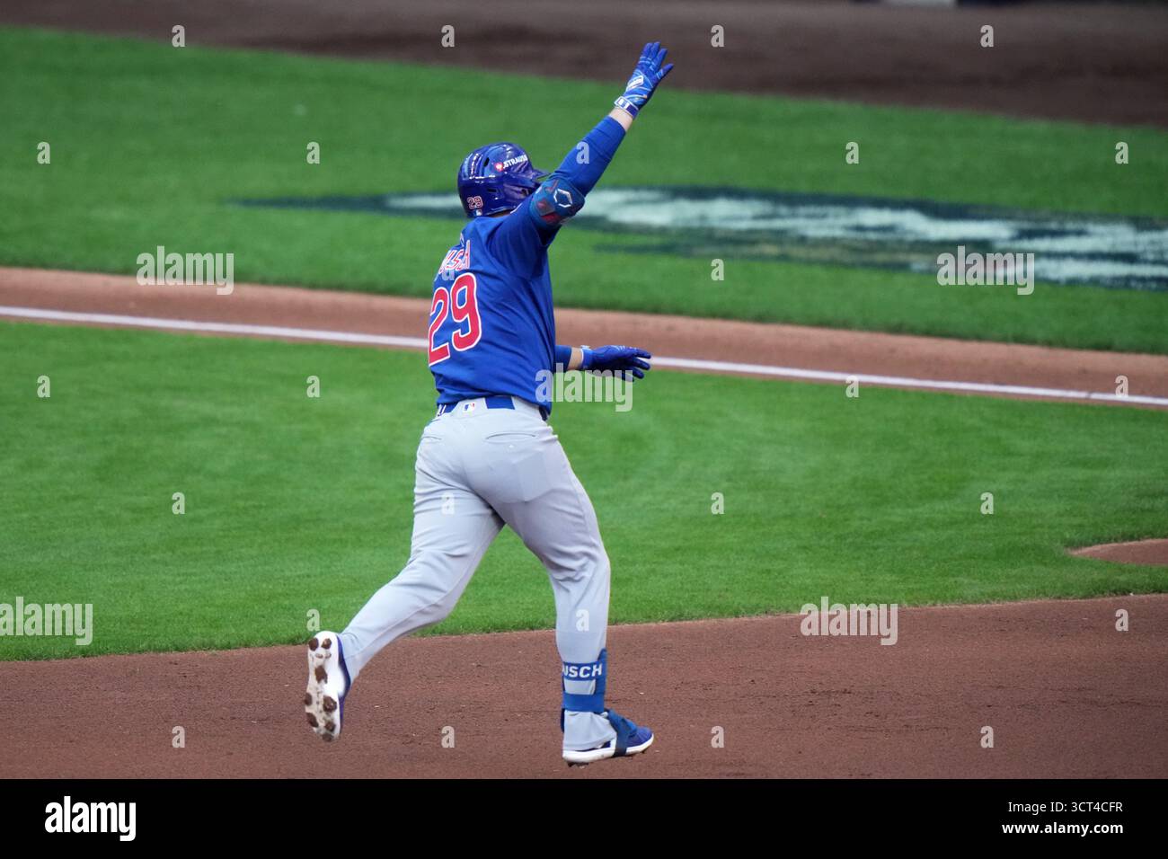 Chicago Cubs' Michael Busch reacts after hitting a home run during the ...
