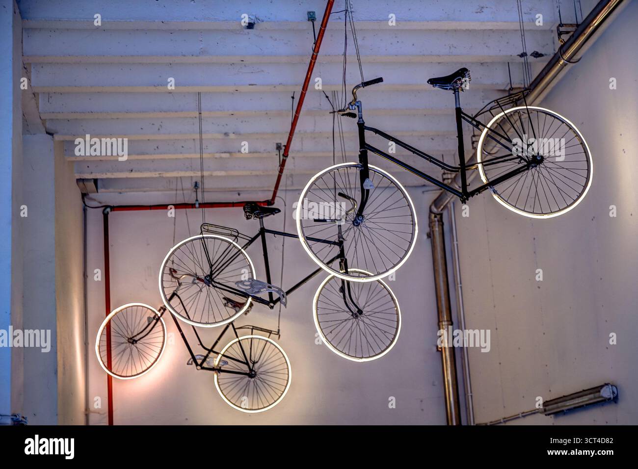 Art installation featuring suspended hi-res stock photography and ...