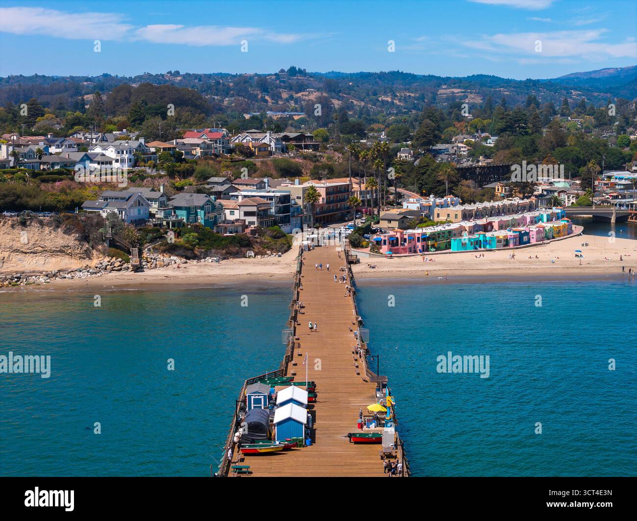 Aerial View of Capitola Beach with Pier and Colorful Buildings Stock ...