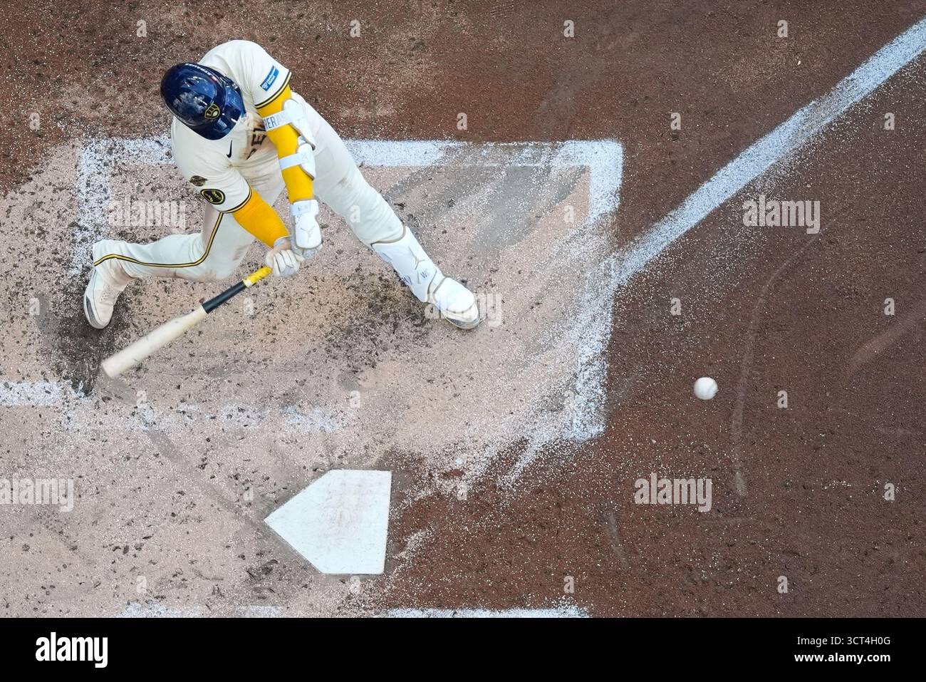 Milwaukee Brewers' William Contreras hits a single during the second ...