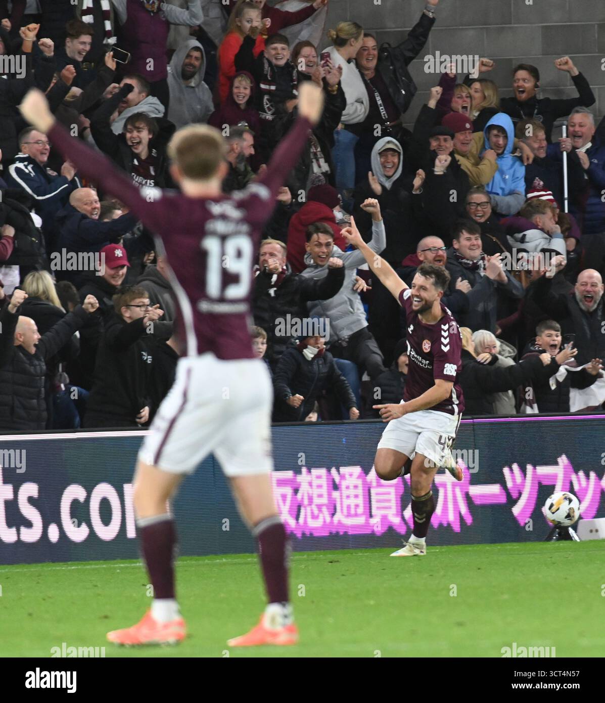 Craig halkett of hearts celebrates his winning goal hi-res stock ...